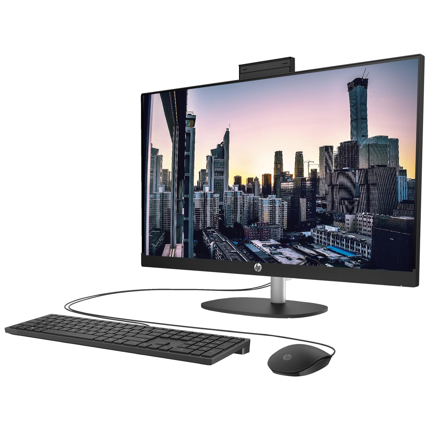 HP Newest 27'' All-in-One desktop computer, 27" FHD Screen, AMD Ryzen 5 7520U, 8GB RAM, 2TB SSD, IR Webcam, HDMI, Wi-Fi 6, Wired Keyboard & Mouse, Windows 11 Home, Black