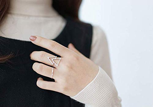 Helen de Lete Double Triangle S925 Sterling Silver Adjustable Ring