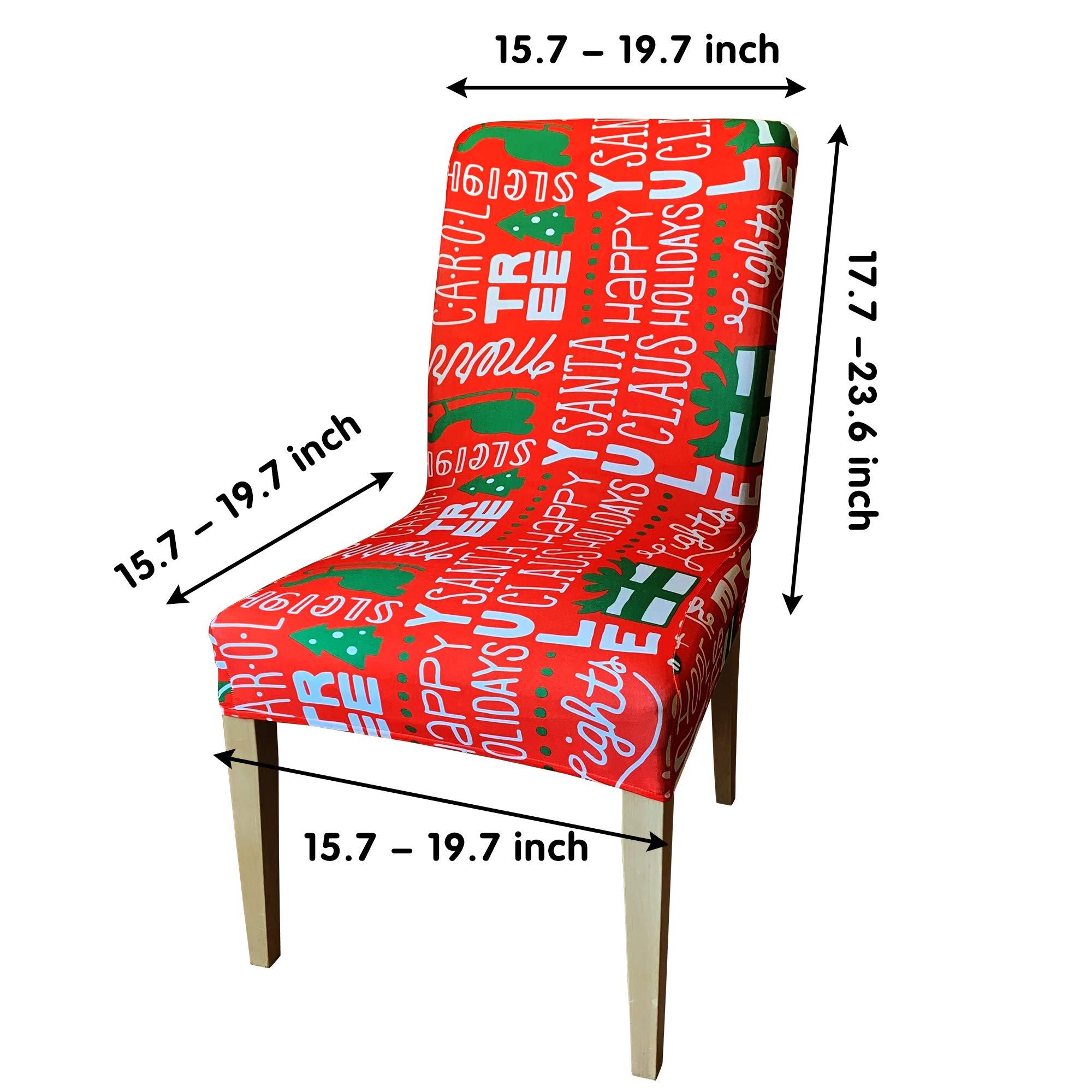 JOYIN 4 Pcs Stretch Chair Covers Christmas Removable Washable Dining Room Chair Protector Slipcovers for Christmas Home Decor Holiday Seat Cover