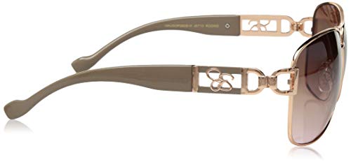 Jessica Simpson J5713 Lavish Women's Rectangular Metal Sunglasses with 100% UV Protection. Glam Gifts for Her, 64 mm, Rose Gold & Nude