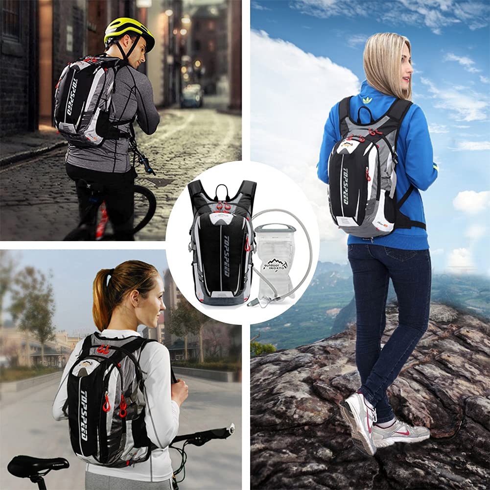 INOXTO Hydration Pack Backpack,18L Hydration Pack Lightweight Water Backpack with 2L Water Bladder Bag Daypack for Hiking Running Cycling Camping Hunting for Women Men Kids (Orange)