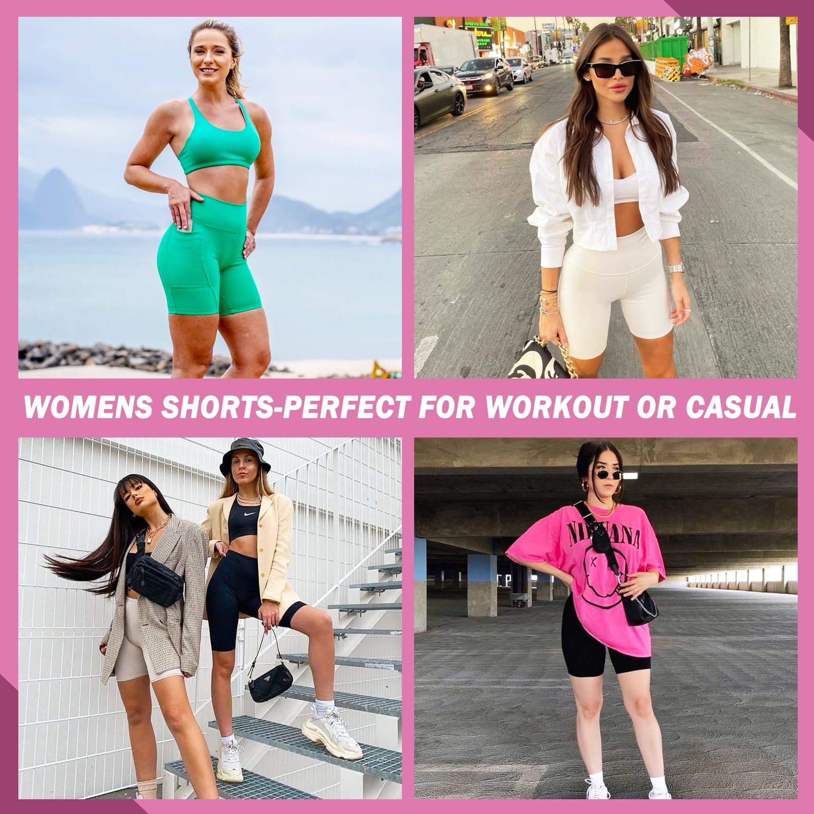 NEW YOUNG Biker Shorts with Pockets for Women High Waisted Tummy Control-8" Womens Bike Shorts for Workout Yoga Athletic