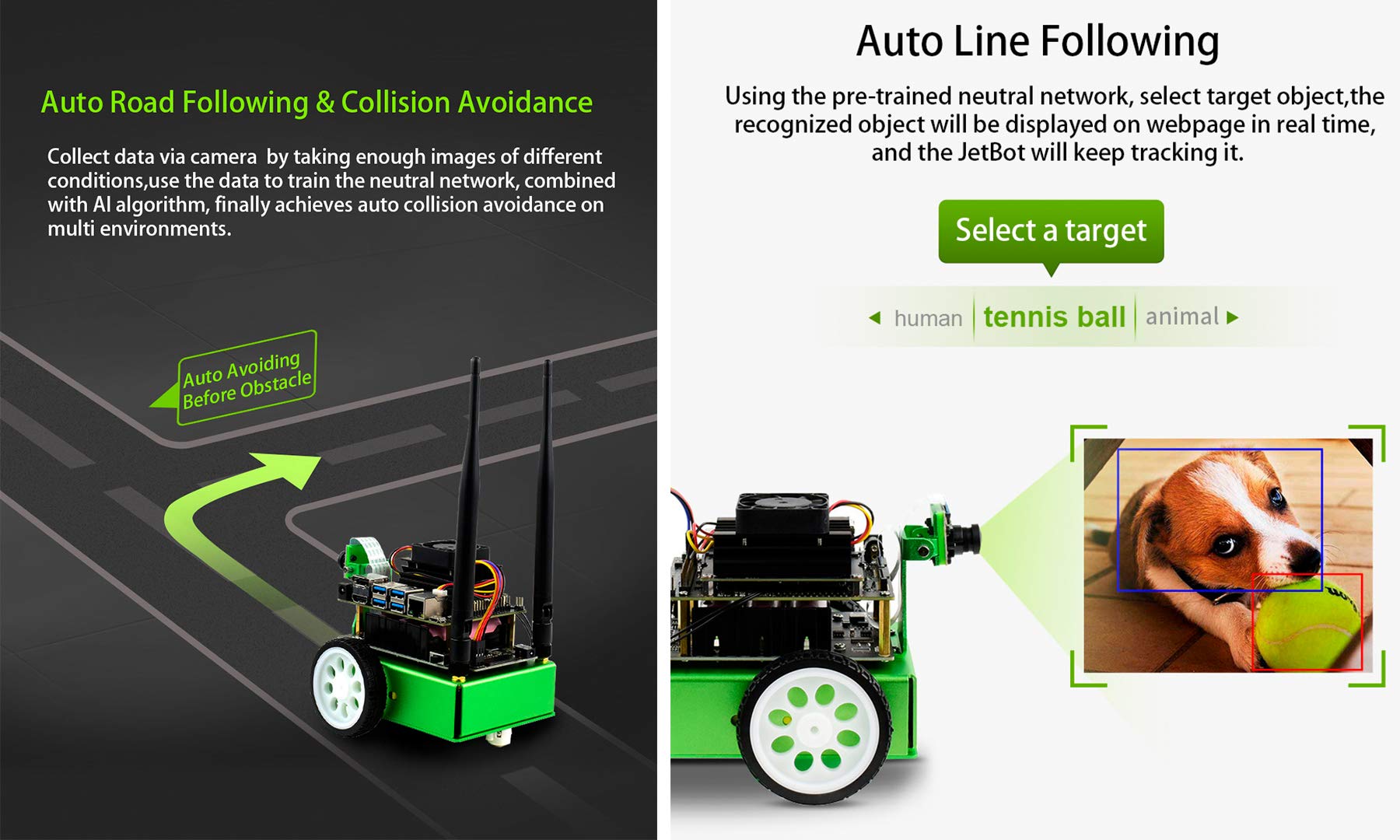 JetBot AI Kit Accessories Compatible with Jetson Nano Developer Kit A02 & B01 Version,to Build JetBot AI Smart Robot (Not Support Jetson Nano 2GB)