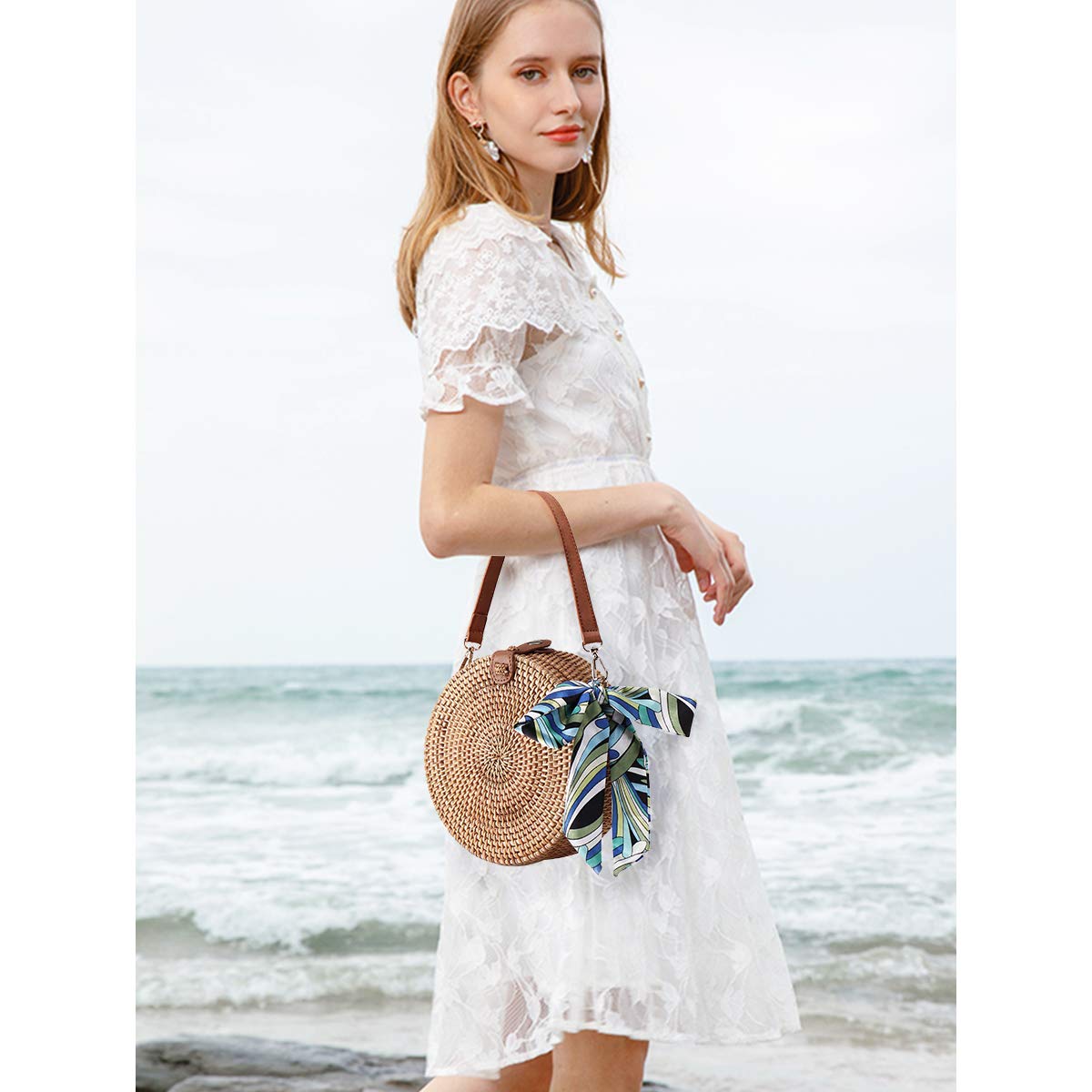 Kadell Straw Shoulder Bag, Women Straw Envelope Clutch Purse, Chic Handmade Straw Crossbody Bag, for Summer Beach