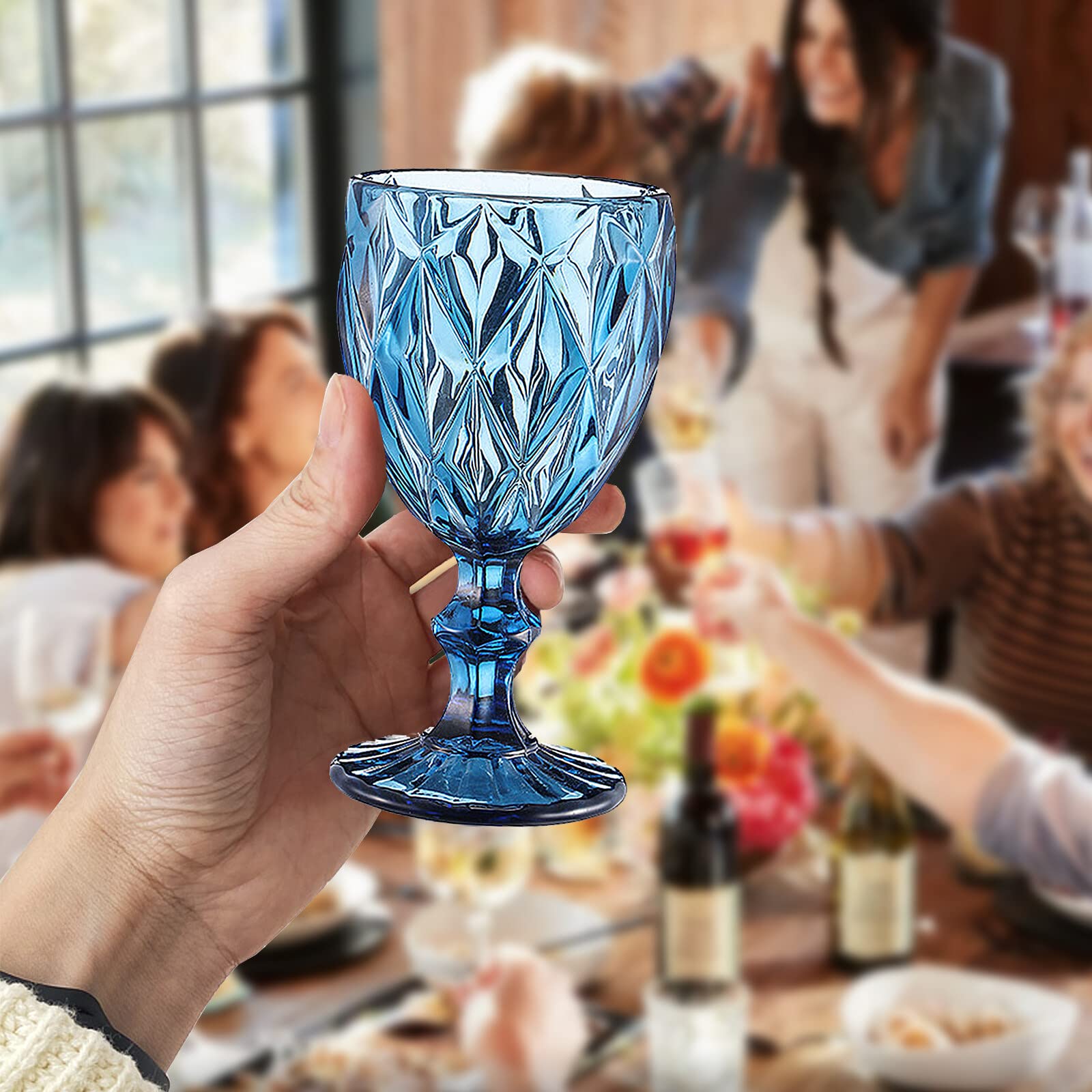 Kawlity 6pcs Glass Goblet Vintage Retro Glass Goblet Stemware Wine Goblet Wine Cup Glassware for Beverage Wine