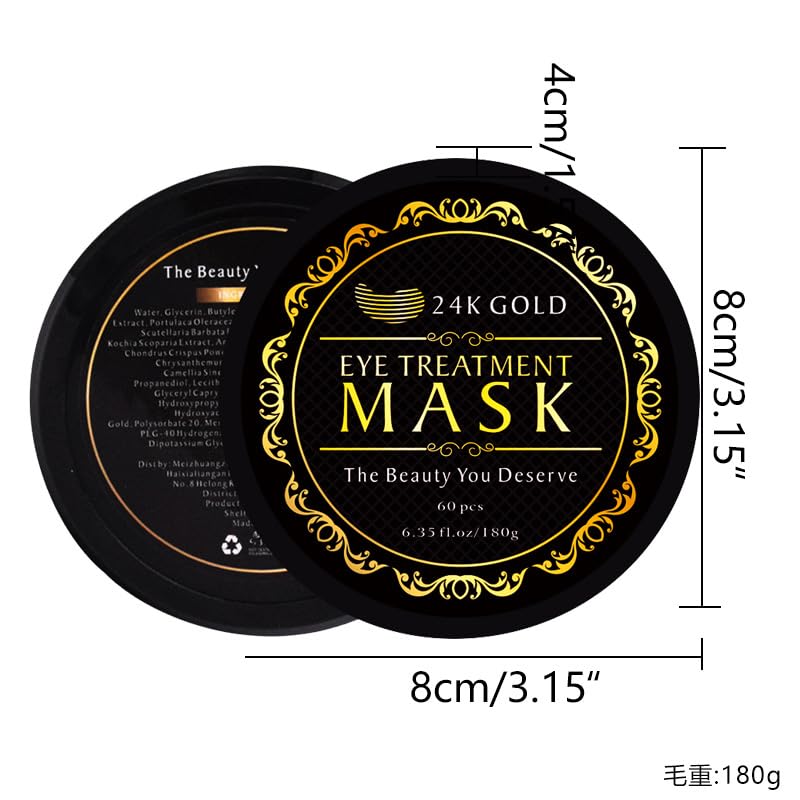 Under Eye Gold Eye Gel for Puffy Eyes Eye Pads for Dark Circles Under Eye Bags Anti Wrinkle Moisturizing Improves Elasticity 5ml Mascara Remover for Sensitive Eyes (Black, One Size)