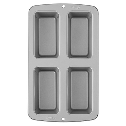 Wilton Perfect Results Premium Non-Stick Bakeware Meatloaf Pan Set, Reduce the Fat and Kick Up the Flavor, 2-Piece Set, 9.25 x 5.25 x 2.75 inch & Recipe Right Non-Stick Mini Loaf Pan, 4-Cavity, Steel