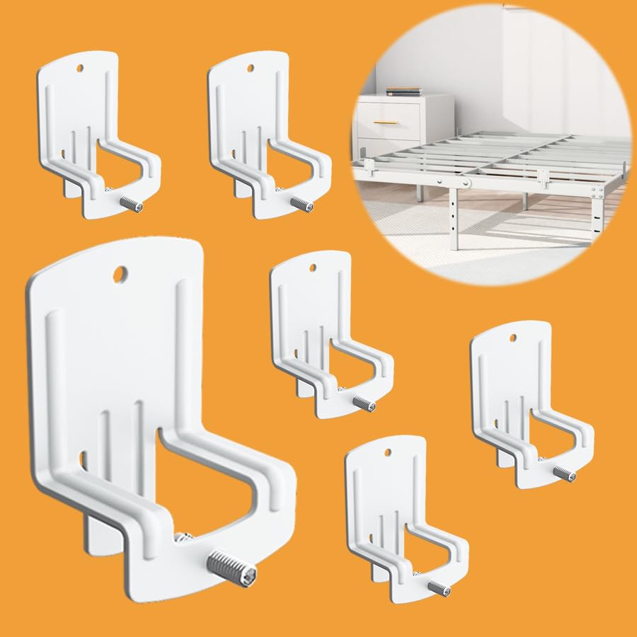 Set of 6 Metal Anti-Slip Mattress Gaskets - Prevents Sliding & Keeps Mattress in Place/Enjoy Peaceful Nights- Easy Installation/Solid Design White