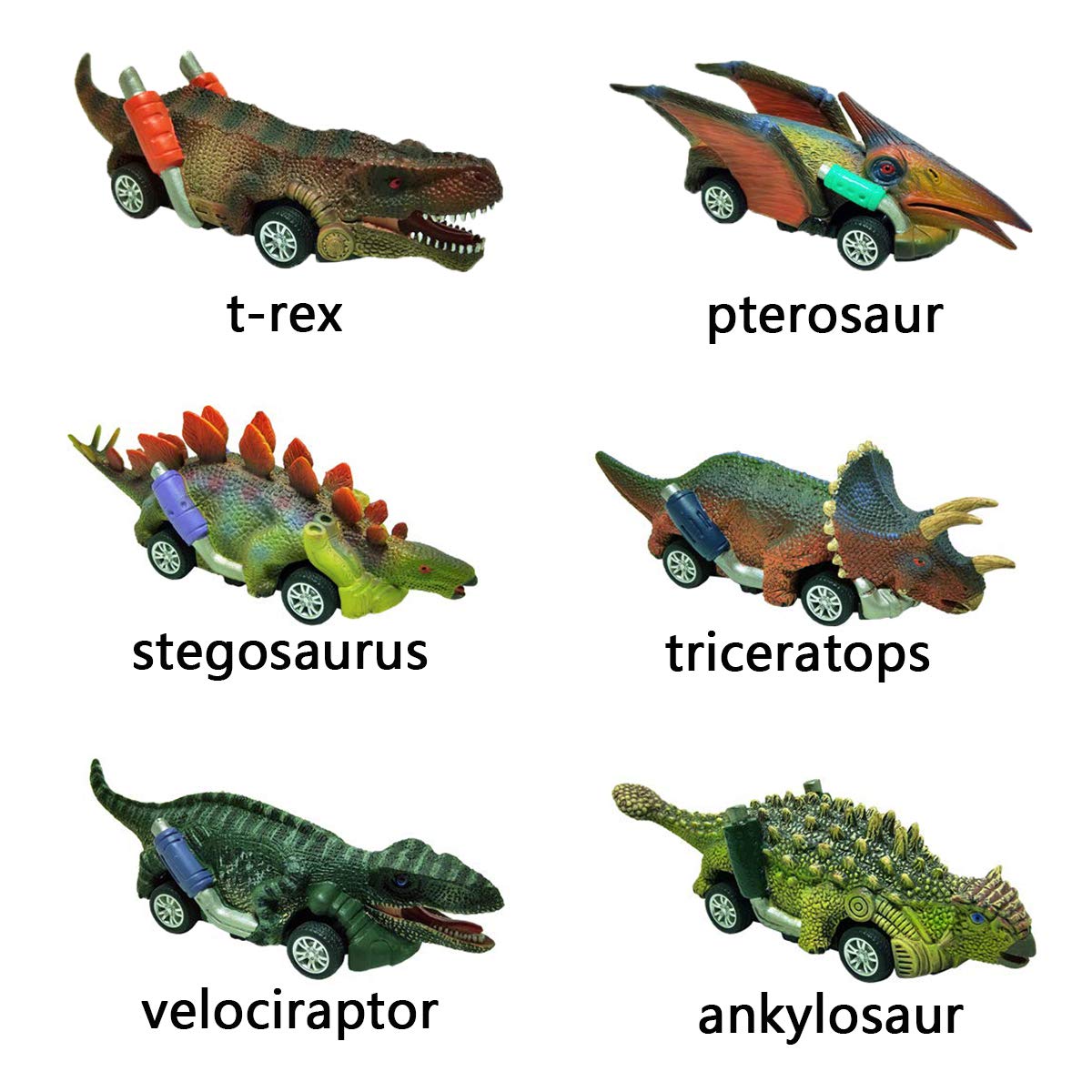 JoFAN 6 Pack Dinosaur Toys Pull Back Dinosaur Cars for Kids Boys Toddlers Easter Basket Stuffers Gifts