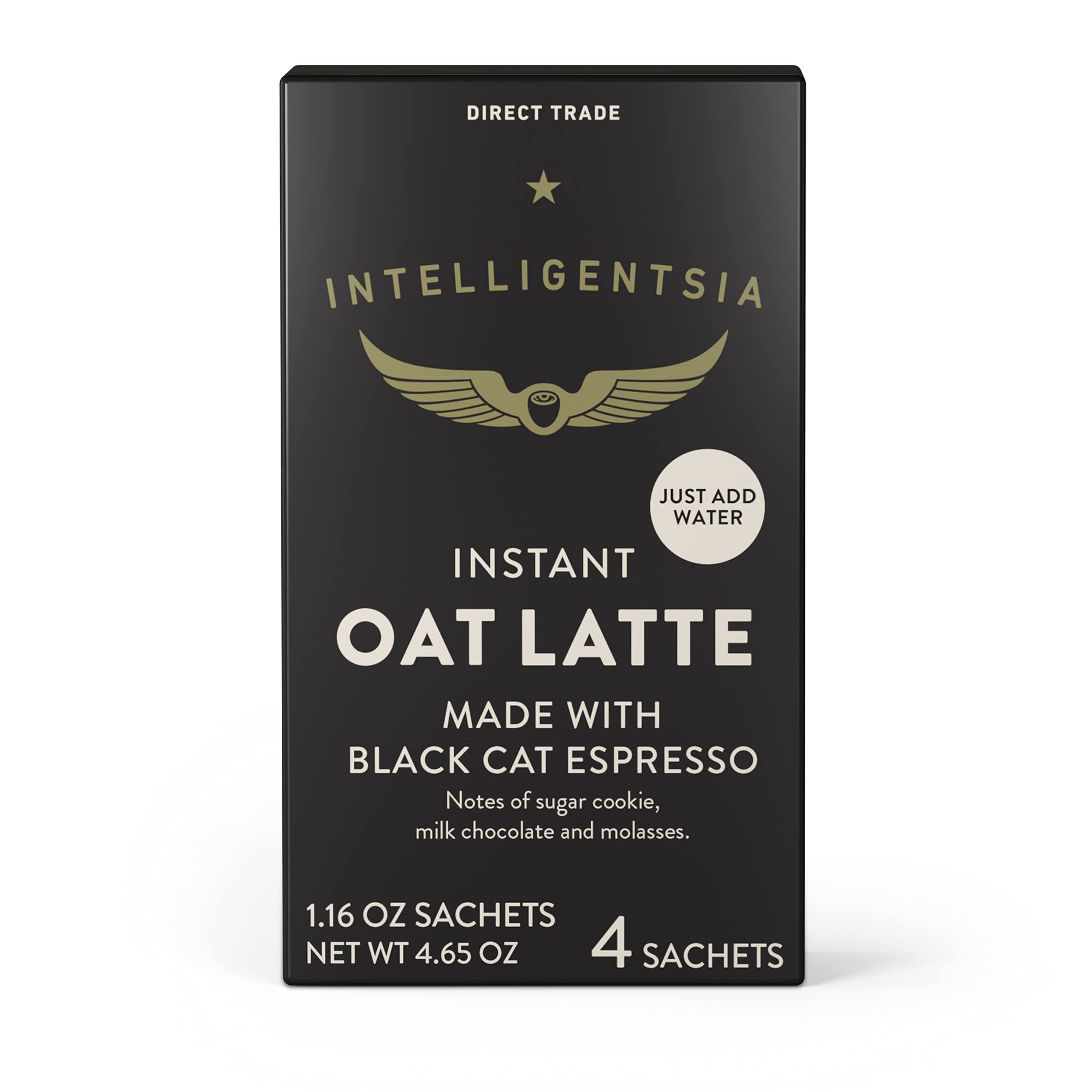 Intelligentsia, Instant Oat Latte - Instant Coffee Mix - 4 Single Serve Sachets (1 Box of 4 Packets), Made with Black Cat Espresso, Dairy Free, Direct Trade