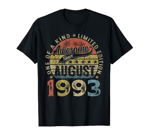 Vintage August 1993 30 Years Old Of Being 30th Birthday Gift T-Shirt