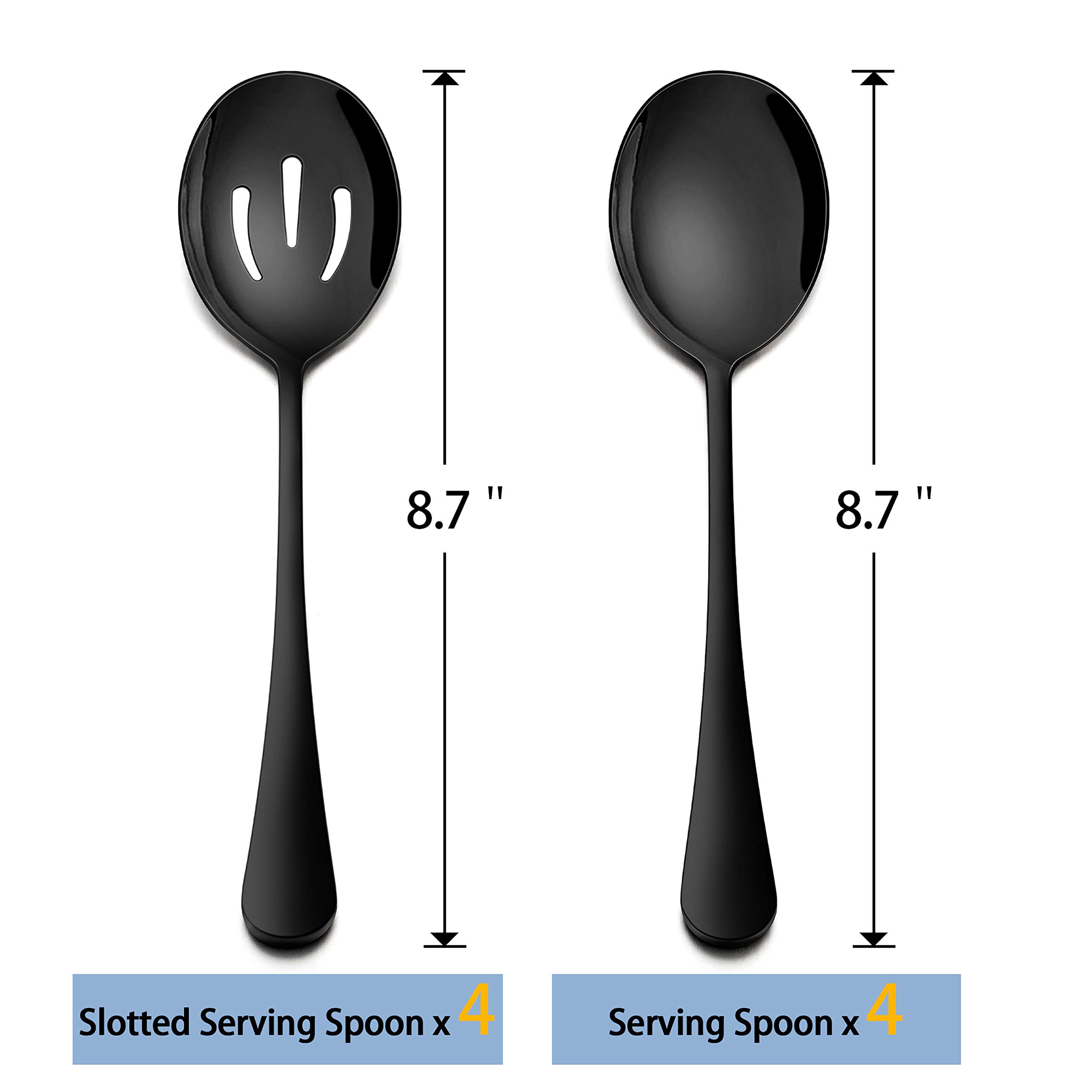 Homikit Stainless Steel 4 Copper Serving Spoons, 4 Copper Slotted Serving Spoons, Metal Buffet Dinner Party Banquet Restaurant Catering Serving Utensils, Mirror Polished, Dishwasher Safe