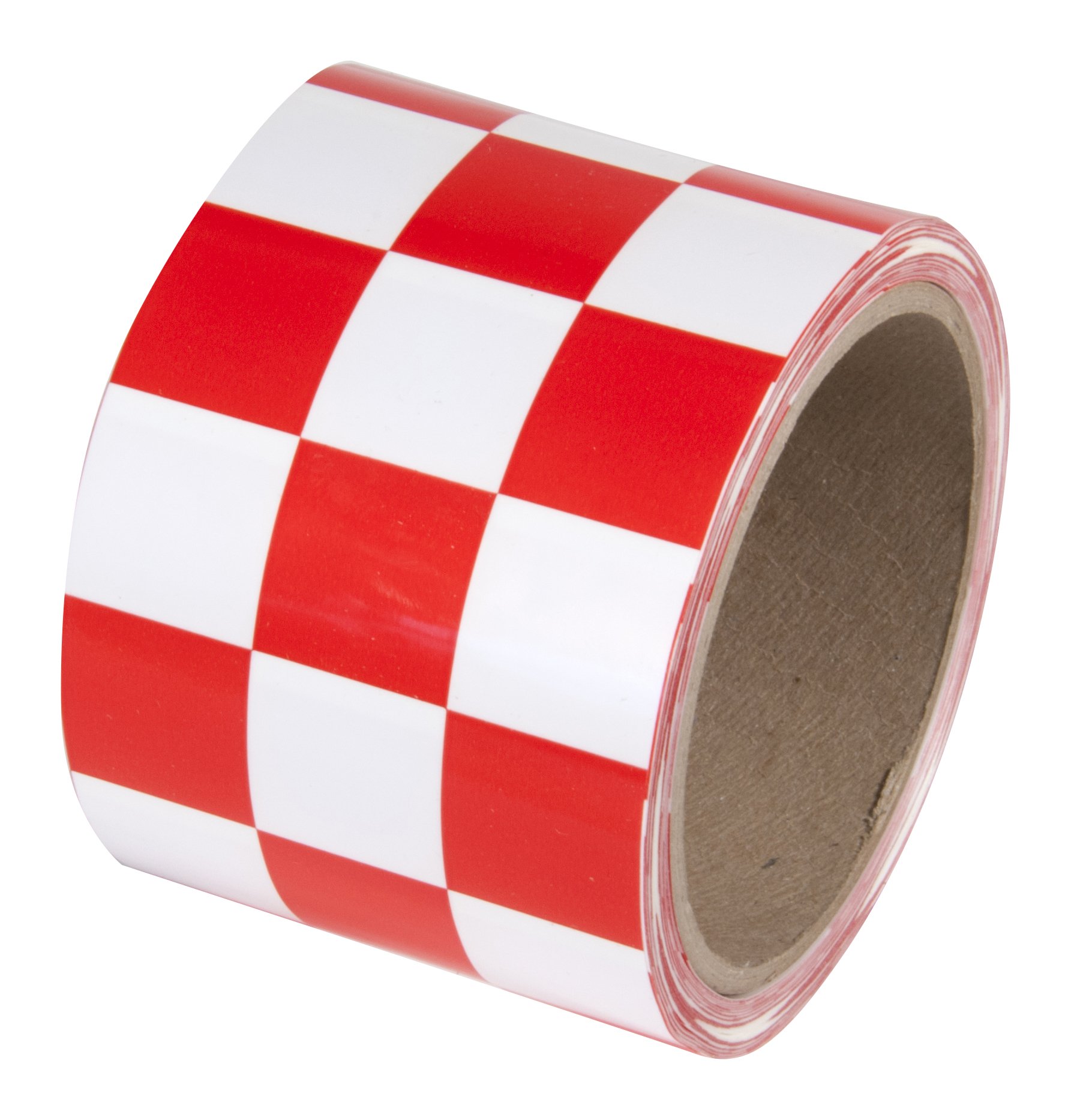 INCOM Manufacturing: 1 inch Square Pattern PVC Checkerboard Racing Laminated Safety Tape, 3 inch x 108 ft., Red and White – Indoor and Outdoor