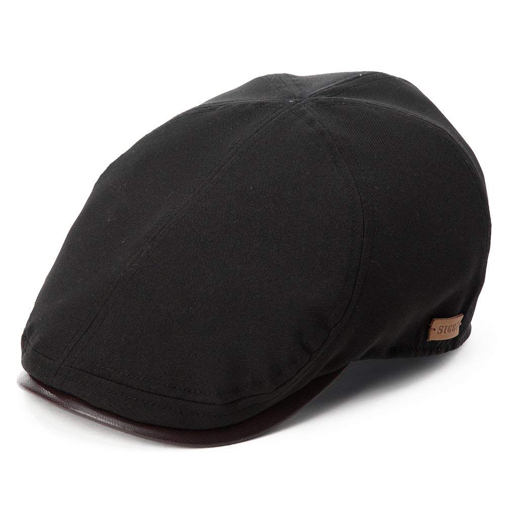 Jeff & Aimy Packable Cotton Flat Caps 1920s Gatsby Newsboy Driving Hunting Irish Cabbie Hat for Men Ivy Black Medium