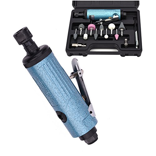 SHININGEYES Air Die Grinder with 1/4" and 1/8" Collets Air Compressor Tool, Air Straight Grinder and Air Angle Grinder (straight grinder)