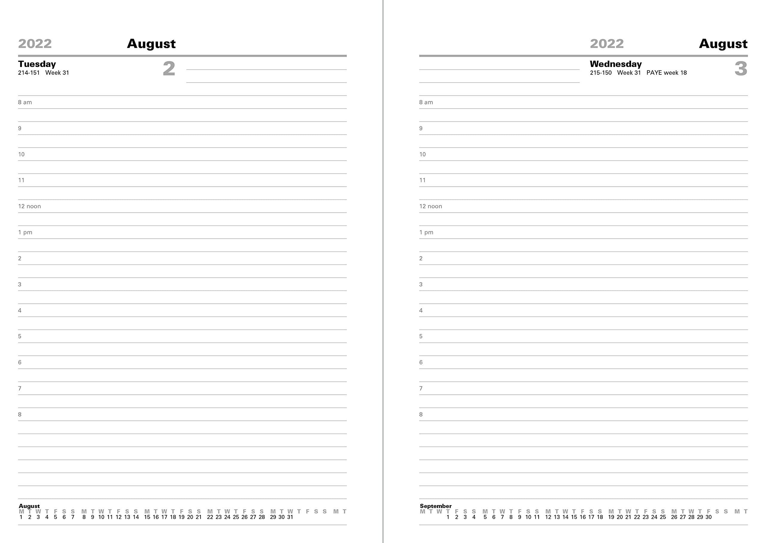 Letts of London Standard A5 Academic 2022-2023 Day to a Page with appointments Diary - Black, 23-TA1XBK