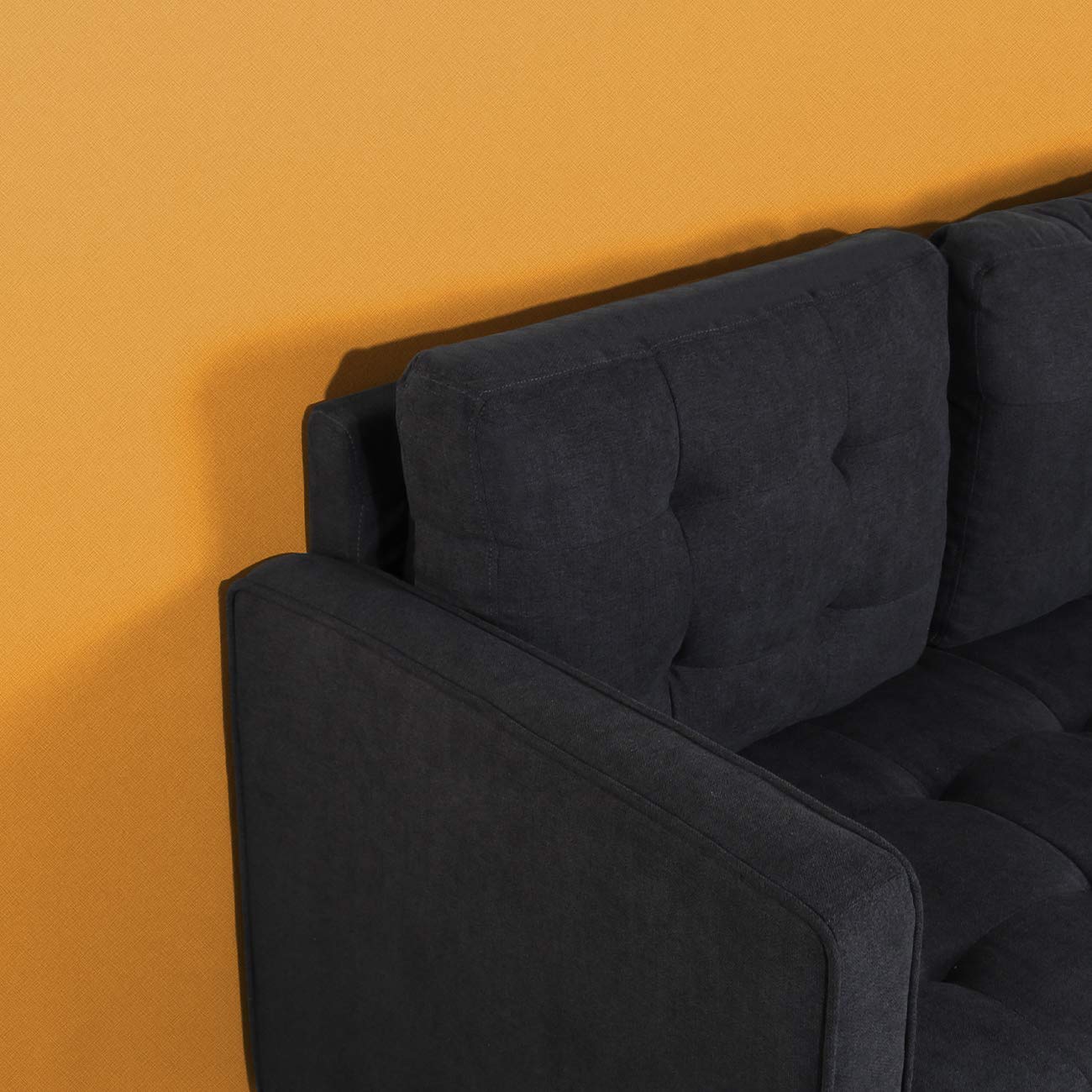 JIASTING Mid-Century Retro Modern Loveseat Sofa, Solid Wood Armrest 2-Seat Upholstered Tufted Back Couch, Living Room, Studio, Office Furniture