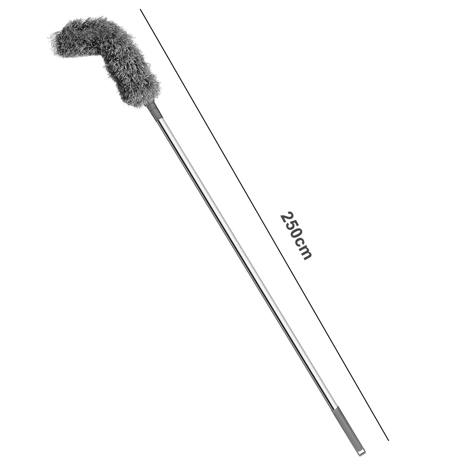Hatleues 2.5m Telescopic Gutter Cleaning Tools Brush Roofing Tool with Extendable Telescopic Pole Cleaning Leaves Debris Adjustable Angle for Hard-to-Reach Areas Gutter Guard Cleaner Tool Grey