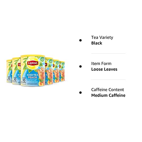 Lipton Peach Iced Tea Mix, Sweetened, Makes 10 Quarts (Pack of 6)