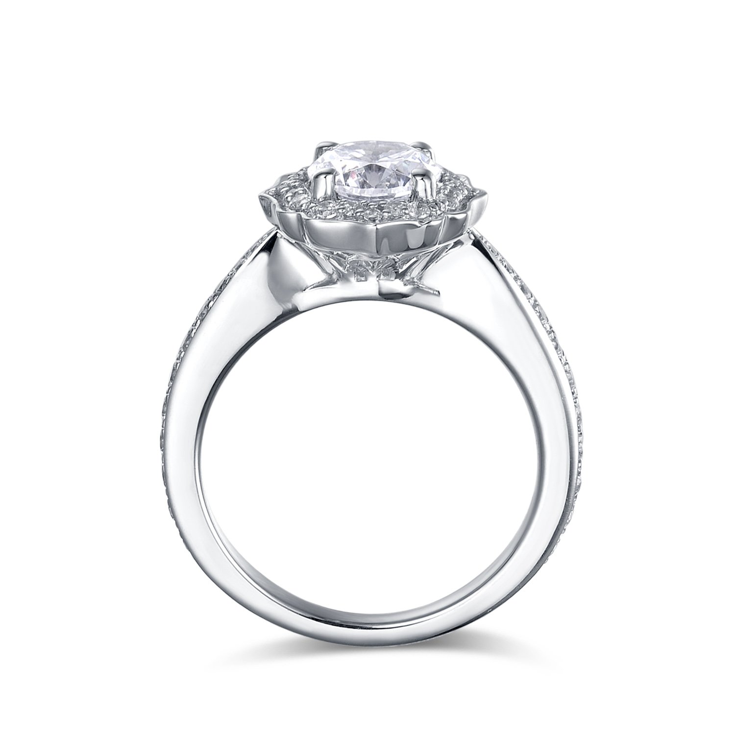 HAFEEZ CENTER 4-Prong Set 6x8mm 1 Carat Oval Cut Vintage Floral Moissanite Engagement Ring (Moissanite,6)