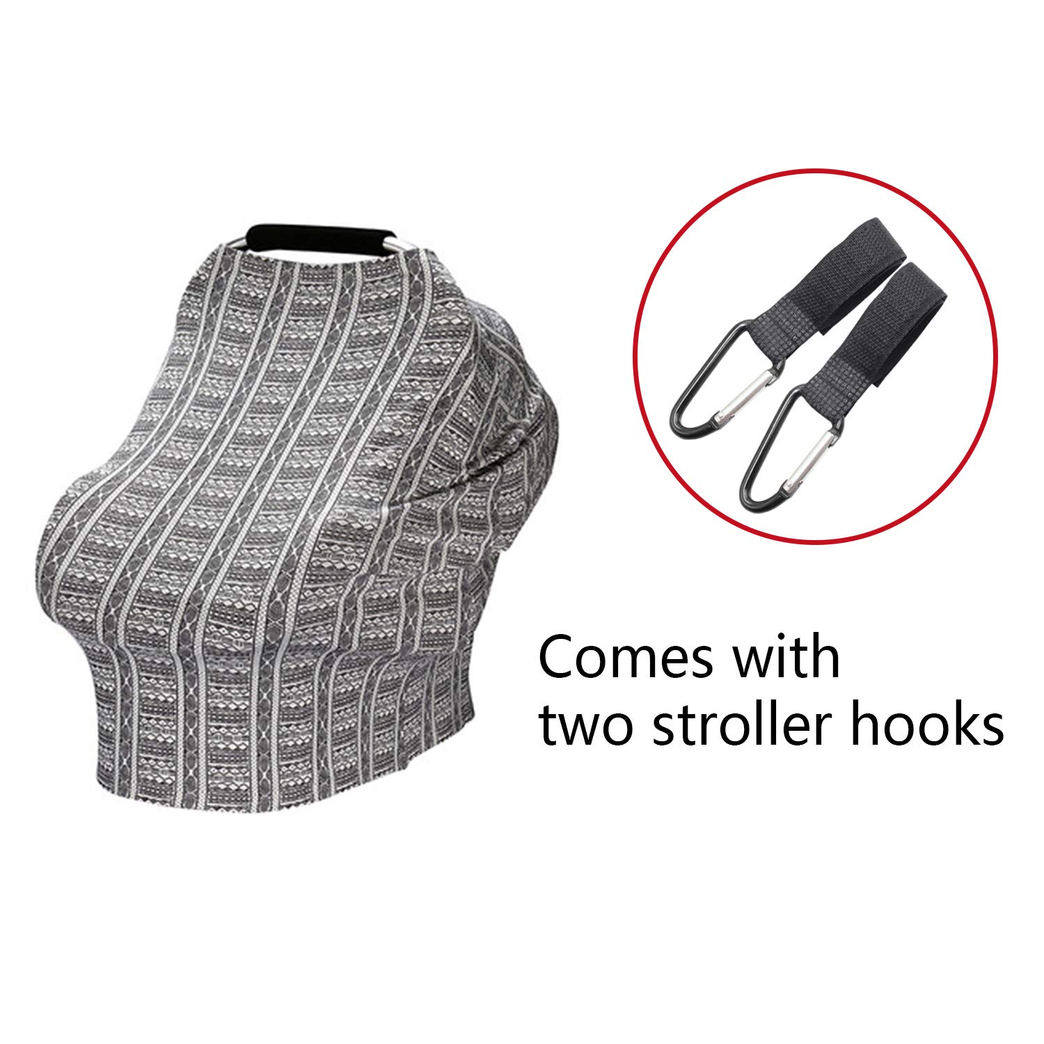 JOYOOSS Car Seat Cover Carseat Canopy with Stroller Hooks - Gray