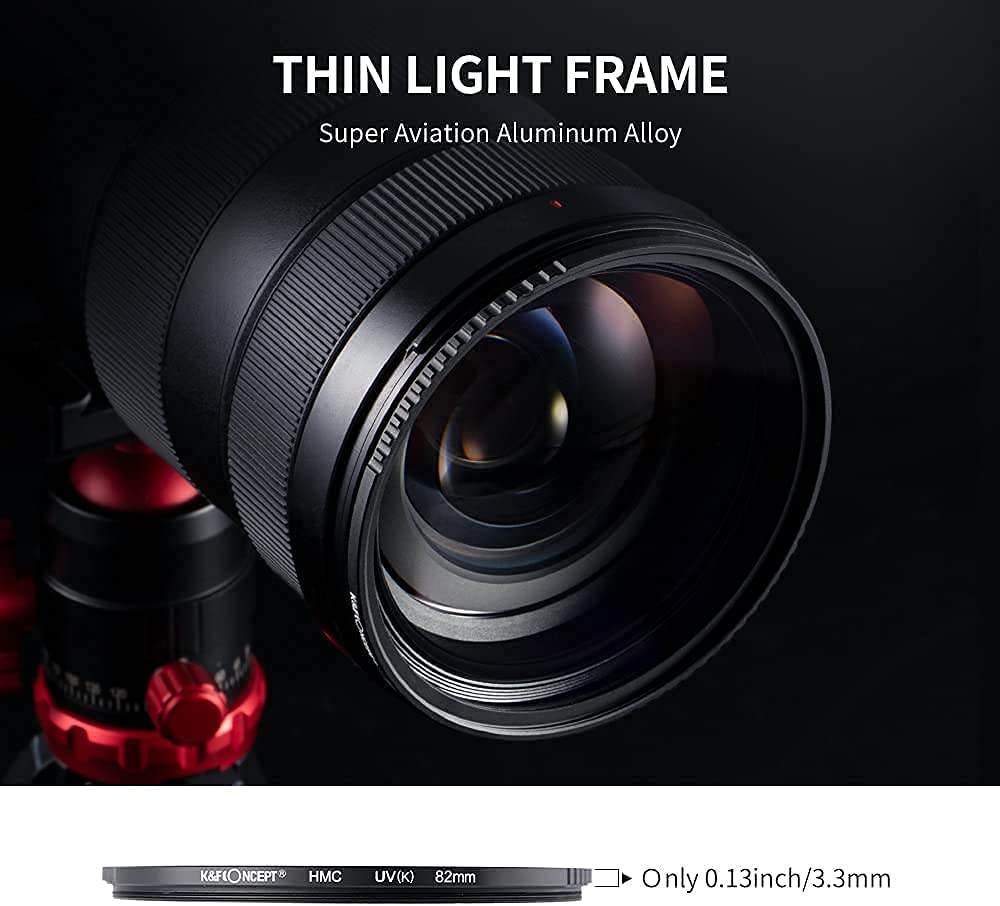 K&F Concept 62mm MC UV Filter, Super Slim/High Transmittance/Waterproof, for Camera Lens
