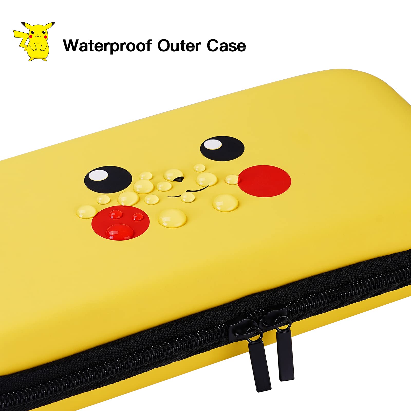 JINGDU Carrying Case Compatible with Nintendo Switch Lite, The Cute Yellow Storage Bag Accessories with 10 Game Card Slots is Convenient for Travel, Include Screen Protector & Hand Strap, Pikachu