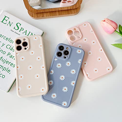 ZTOFERA TPU Back Case for iPhone 14 Pro, Daisy Pattern Glossy Soft Silicone Case, Cute Girls Case Slim Lightweight Protective Bumper Cover for iPhone 14 Pro - Beige