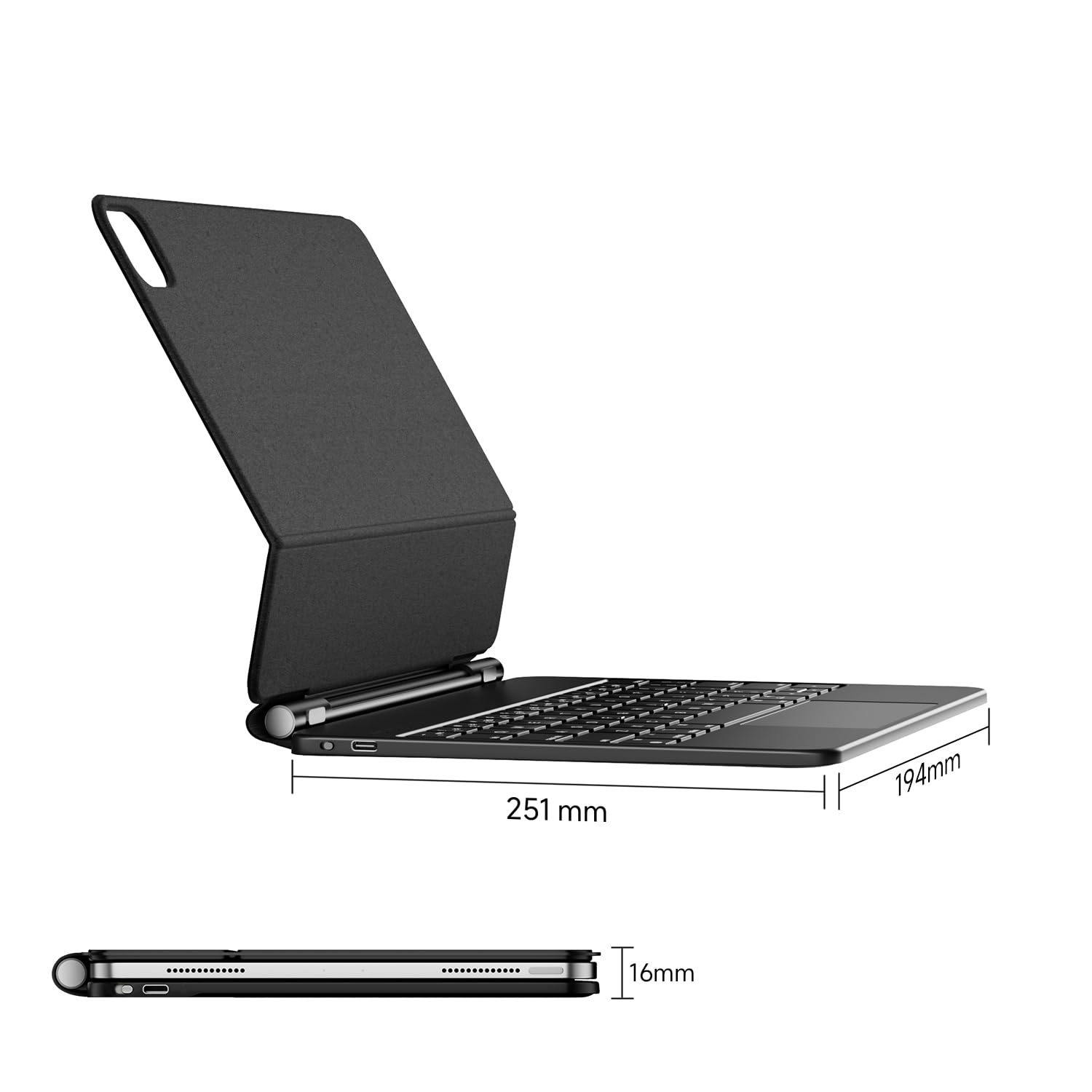 HOU Keyboard Case for iPad Air 11 inch 2024 (M2)&iPad Pro 11 Inch (4th/3rd/2nd/1st) Gen 2022,iPad Air 5th&4th Generation Case with Keyboard,Magic-Stand, Multi-Touch Trackpad,7 Colors Backlight,Black