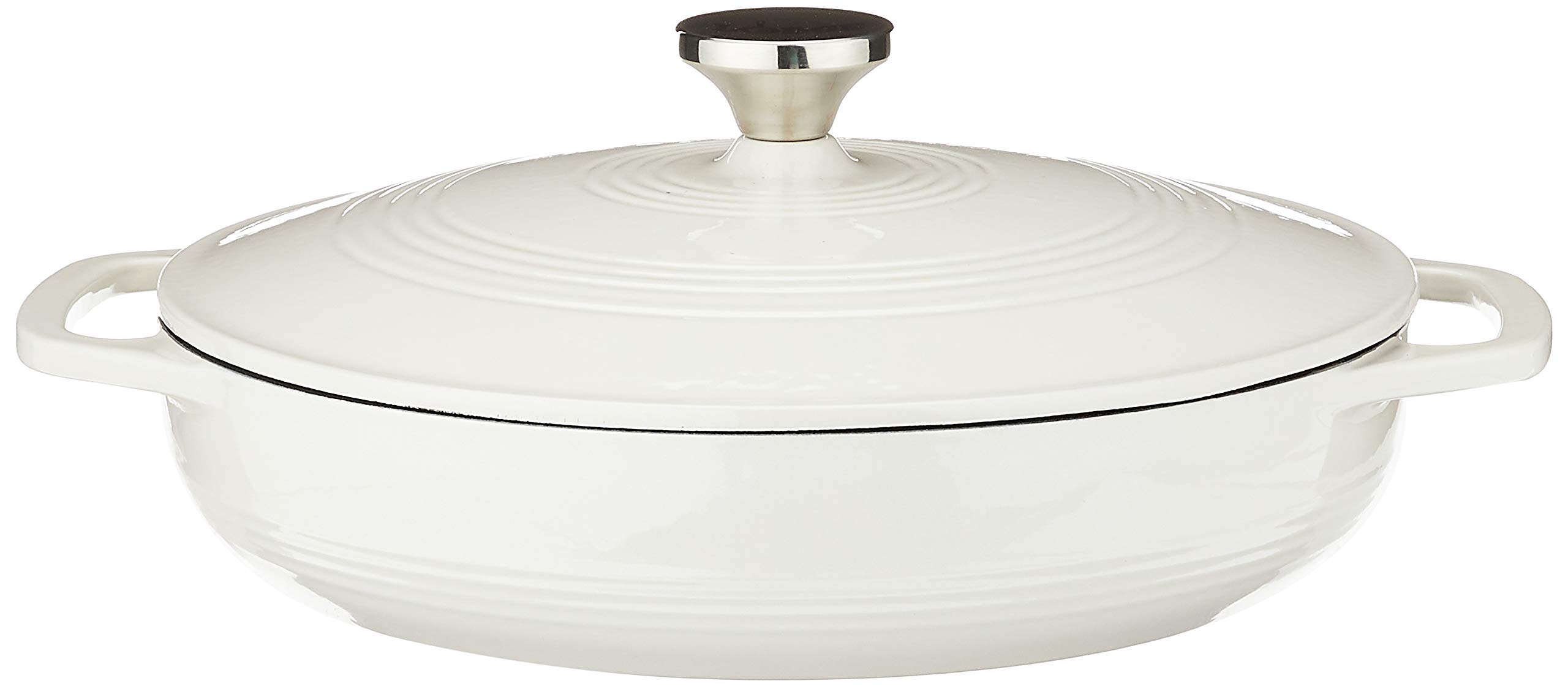 Lodge 3.6 Quart Enameled Cast Iron Oval Casserole With Lid + Lodge EC8ST13 Enameled Cast Iron, 8 Inch, Oyster Trivet