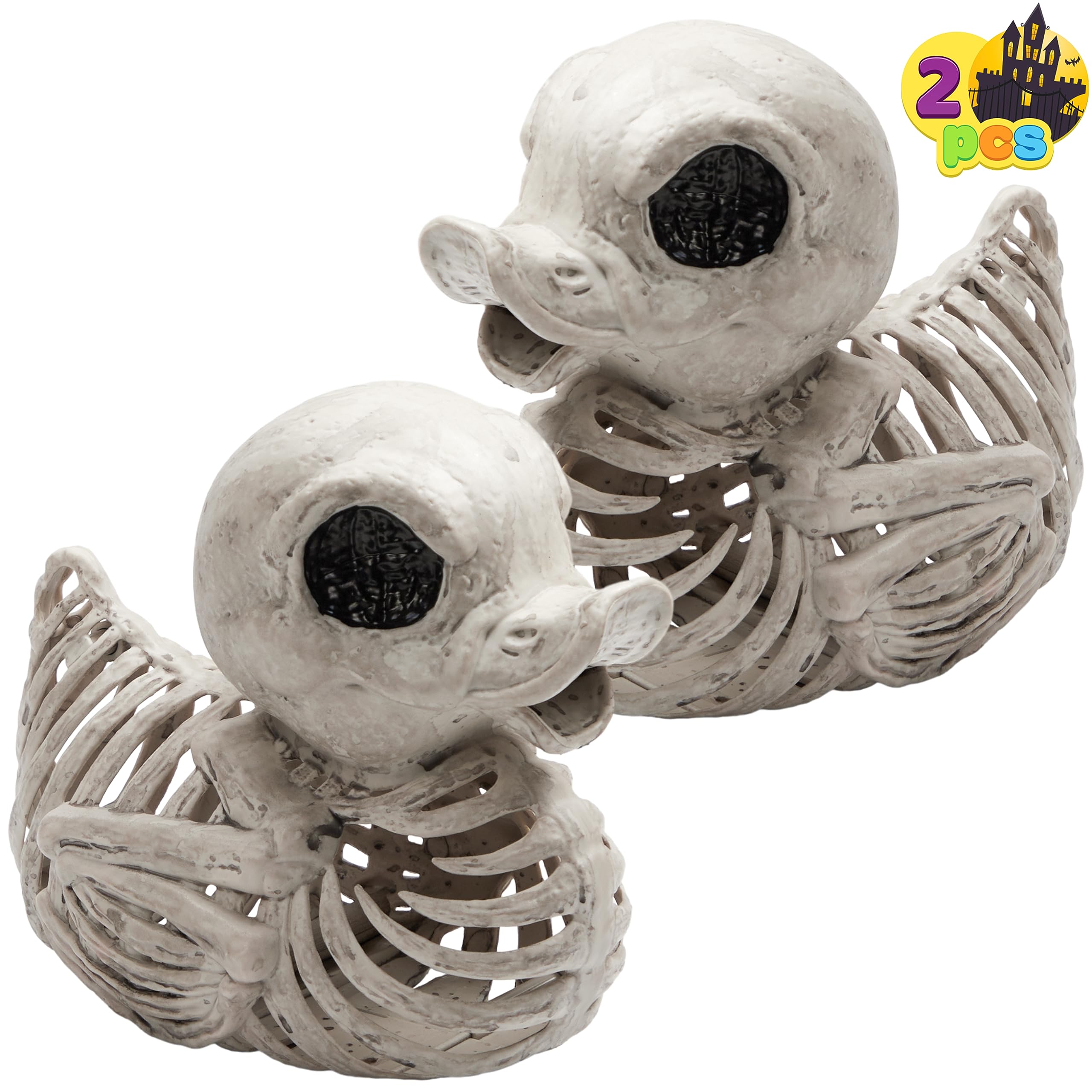 JOYIN 2 PCS 4.5” Halloween Duck Skeleton Plastic Bones for Spooky Halloween Decor, Indoor Outdoor Prop
