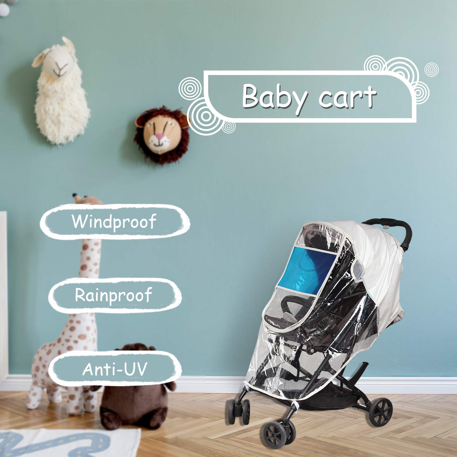 Joyooss Stroller Rain Cover, Stroller Accessories, Universal Stroller Cover with Stroller Hook