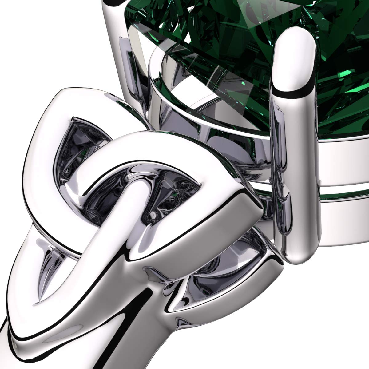 GWG Women's Rings Gift Sterling Silver Ring with Large Emerald Green CZ Square Stone Graced with Celtic Trinity Knots on Sides - 9 for Women