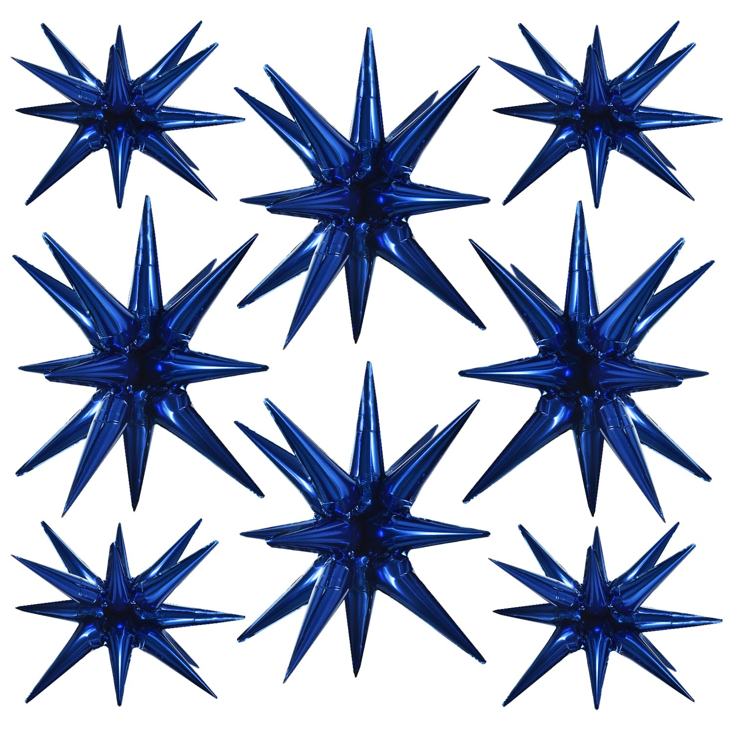 TONIFUL 8 Pcs Navy Blue Star Foil Balloons Large Star Balloons Blue Explosion Star Mylar Balloons for Party Backdrop Christmas New Year Birthday Wedding Baby Shower Anniversary Photo Booth Supplies