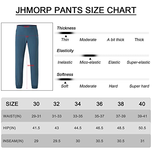 JHMORP Men's Slim Fit Golf Joggers Pants Lightweight Stretch Sweatpants with Zipper Pockets Navy,36