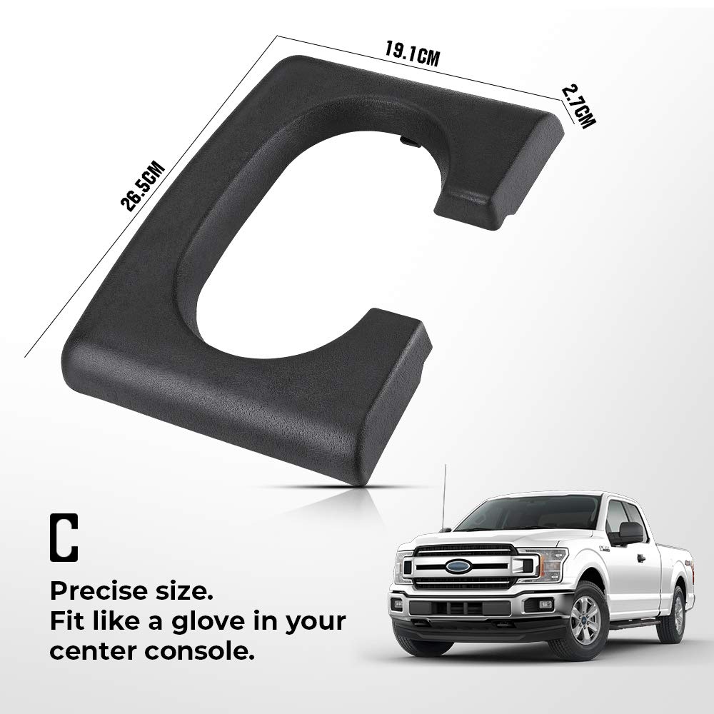 JoyTutus Center Console Cup Holder Replacement Pad Fits F150, Bench Seat Center Console Parts Replacement (Black)