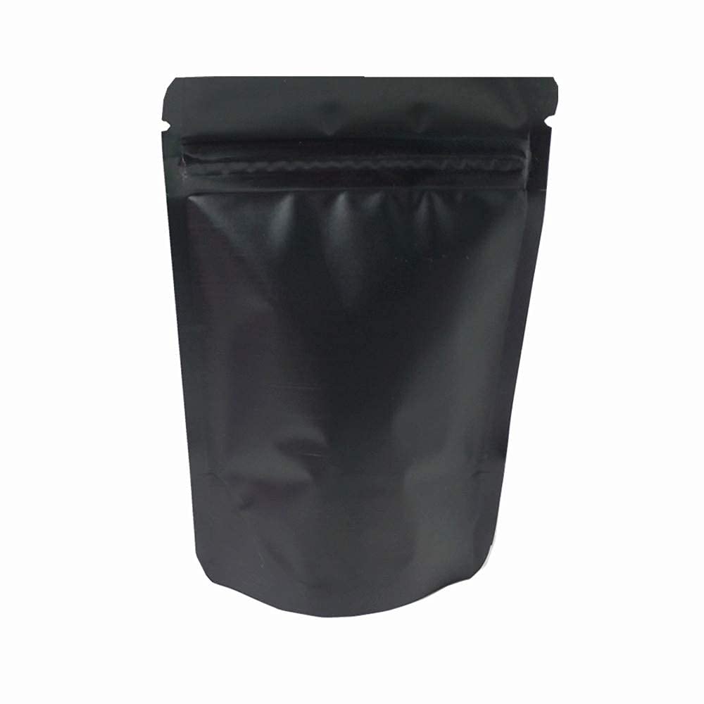 PABCK 100 Pcs 3.5x5.1 inch Matte Black Resealable Stand Up Bags with Window Heat Seal Bulk Food Storage Packaging Foil Pouches