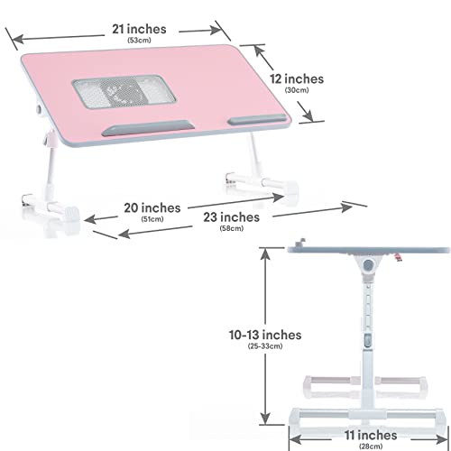 Husband Pillow Combo - Backrest Pillow with Arms : Medium Chocolate & Lap Desk Bed Tray : Pink - Memory Foam Reading Pillows for Bed w/Removable Neck Roll & Laptop Bed Tray Table