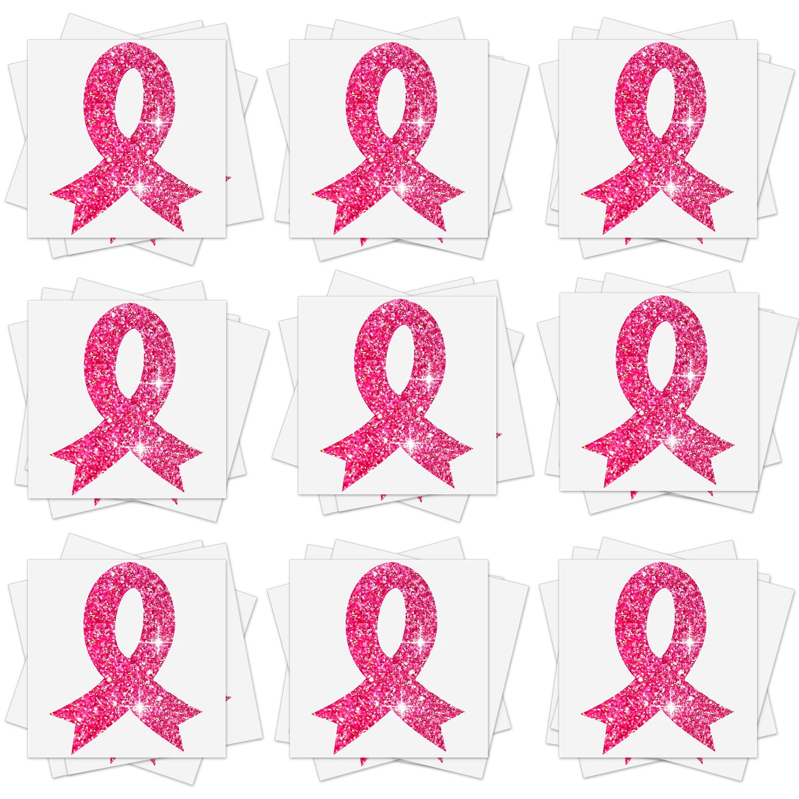 Jutom Breast Cancer Awareness Temporary Tattoos, 20 Sheets, Dark Pink, Waterproof, Sufficient Quantities