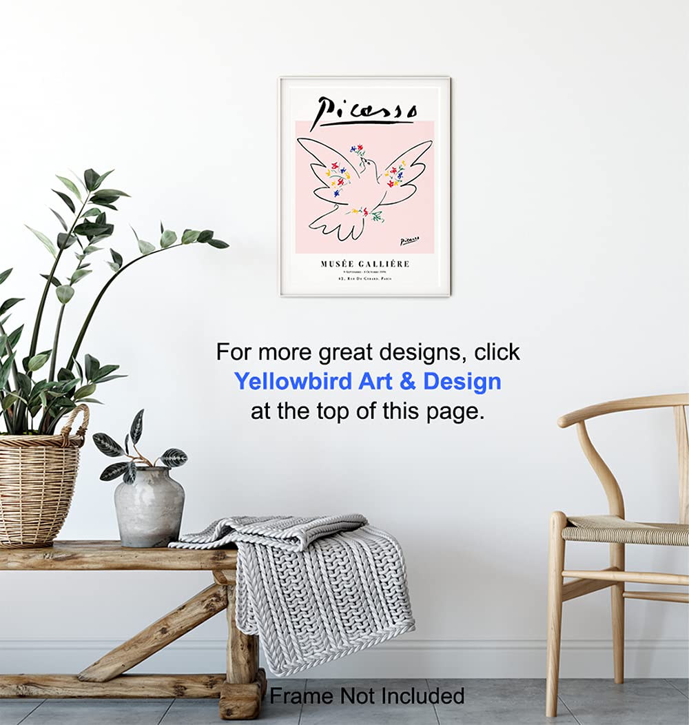 Pablo Picasso Minimalist Wall Art - Abstract Mid Century Modern Gallery Wall Art- Museum Poster - Line Art Wall Decor- Aesthetic Room Decor- Boho Wall Decor- The Impressionists - Dove of Peace