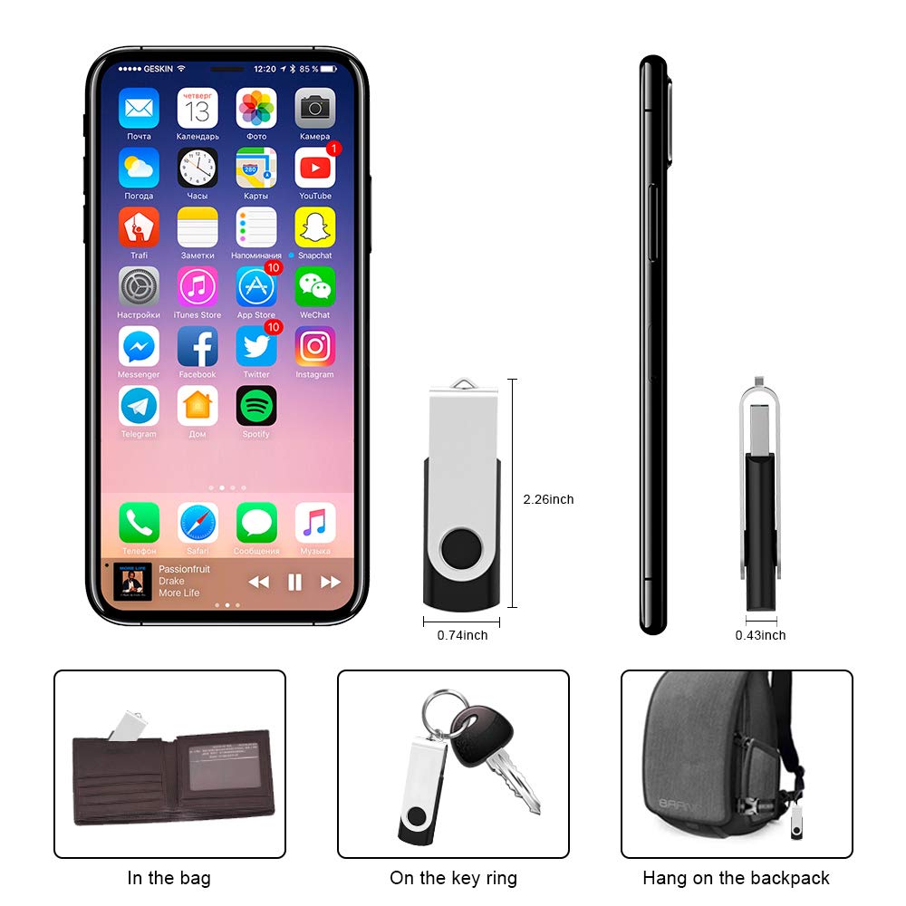 JOIOT 128GB USB 3.0 Flash Drive 2 Pack Thumb Drive High Speed 128gb Memory Stick Pendrive Fold Storage Keychain Jump Drive Zip Drive（Black&Red）