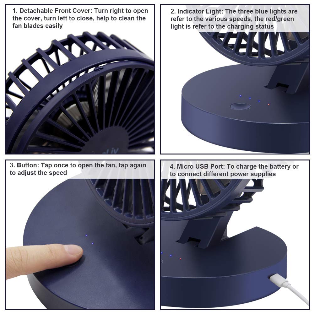 HueLiv Car Fan 12V