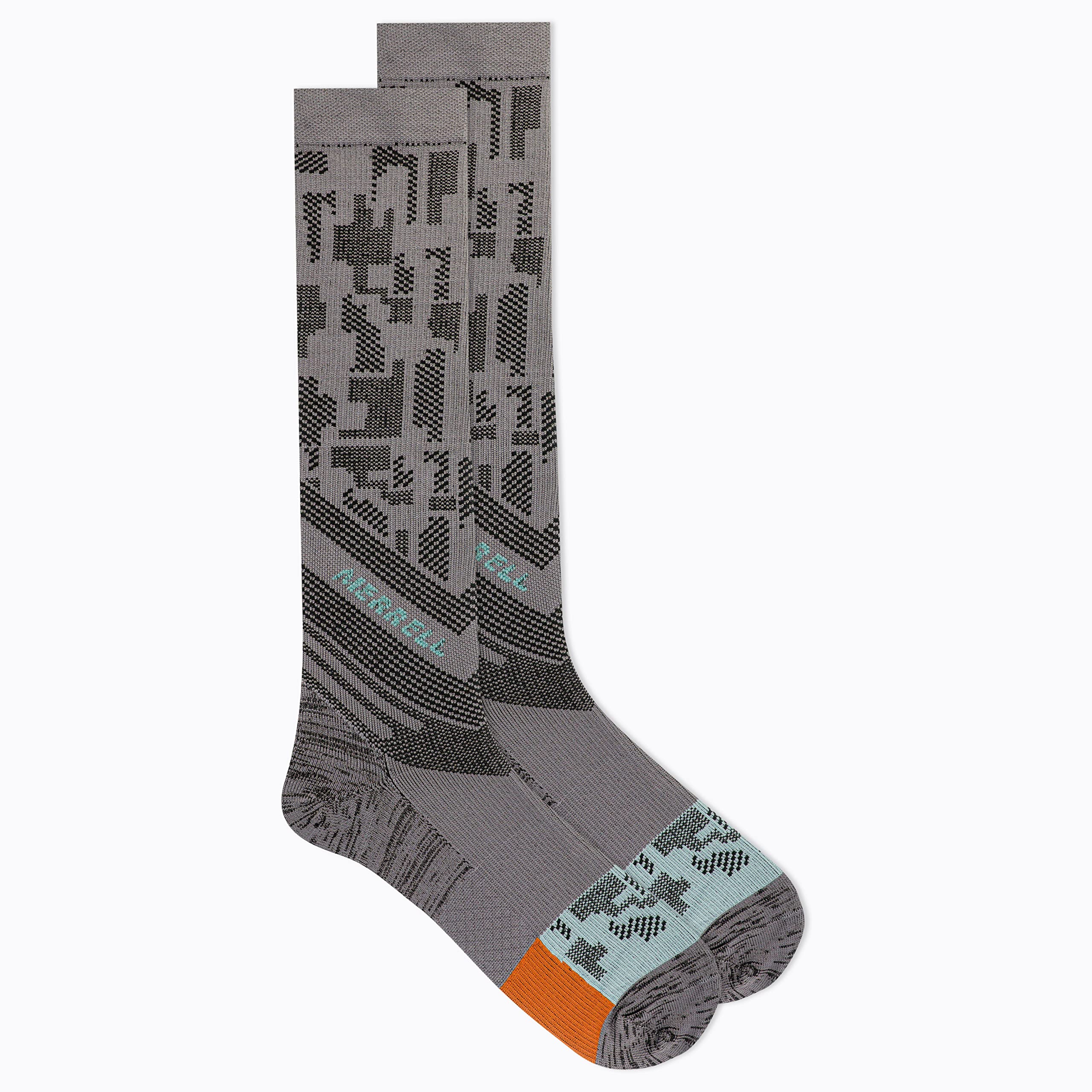 Merrell Adult's Trail Running Compression Over The Calf Socks-Unisex OTC with Arch Support Band, Light Gray, M/L (Men's 9.5-12 / Women's 10-13)