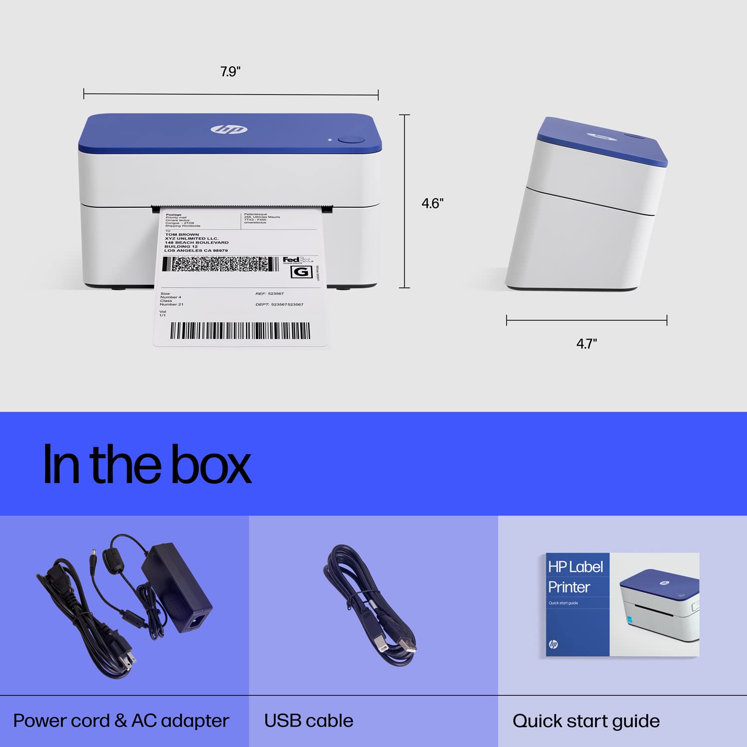 HP Shipping Label Printer, 4x6 Commercial Grade Direct Thermal, Compact & Easy-to-use, High-Speed 300 DPI Printer, Barcode Printer, Compatible with Amazon, UPS, Shopify, Etsy, Ebay, ShipStation & More