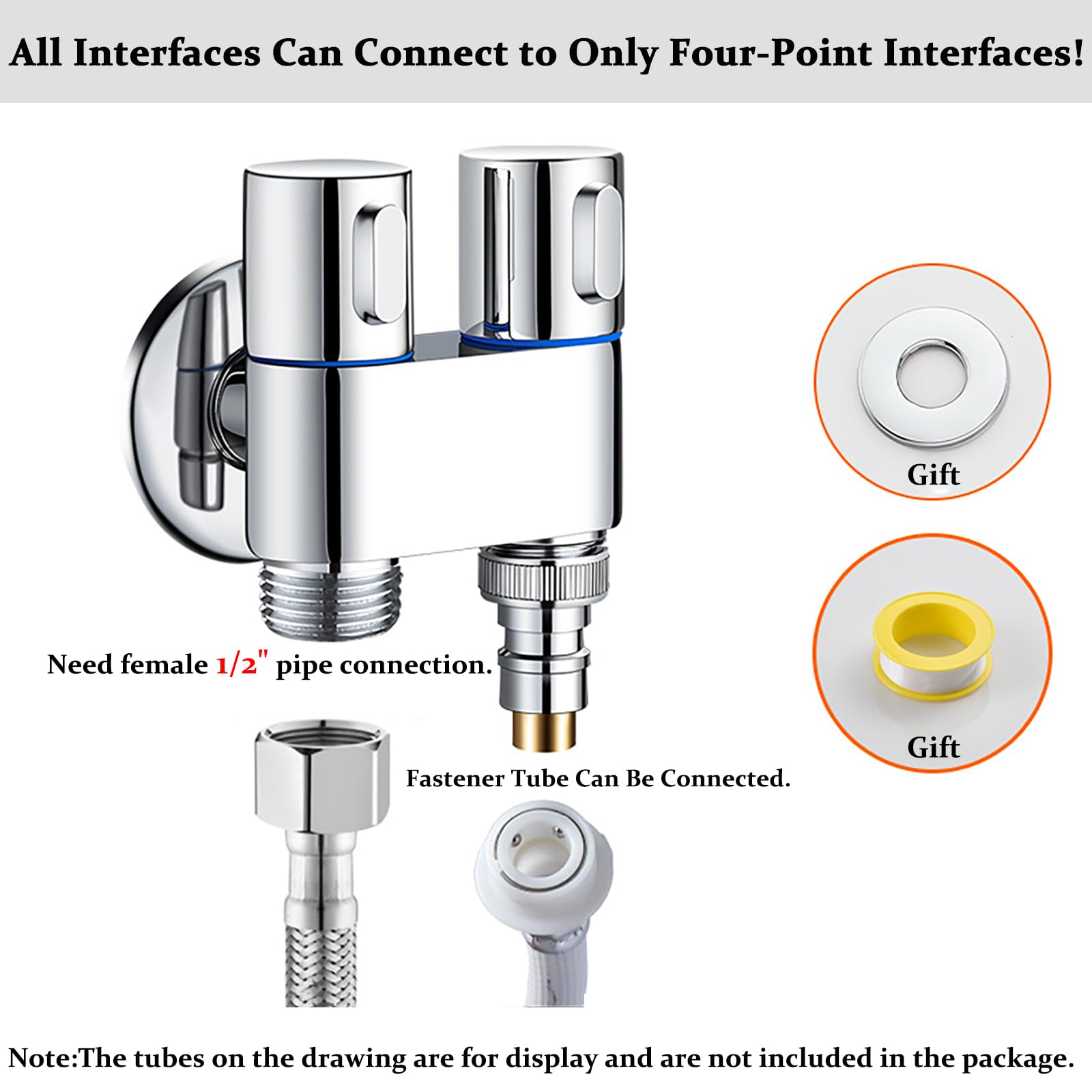 Handheld Bidet Sprayer for Toilet,1-In-2-Out Dual Control Valve,Mini Toilet Faucet Sprayer Kit Butt Washer,Hand Shower Bidet Attachment for Washing Machine and Toilet (Silver)