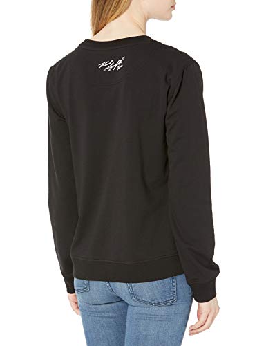 Karl Lagerfeld Paris Women's Long Sleeve Graphic Crewneck Sweatshirt, Black Karl & Choupette, Small