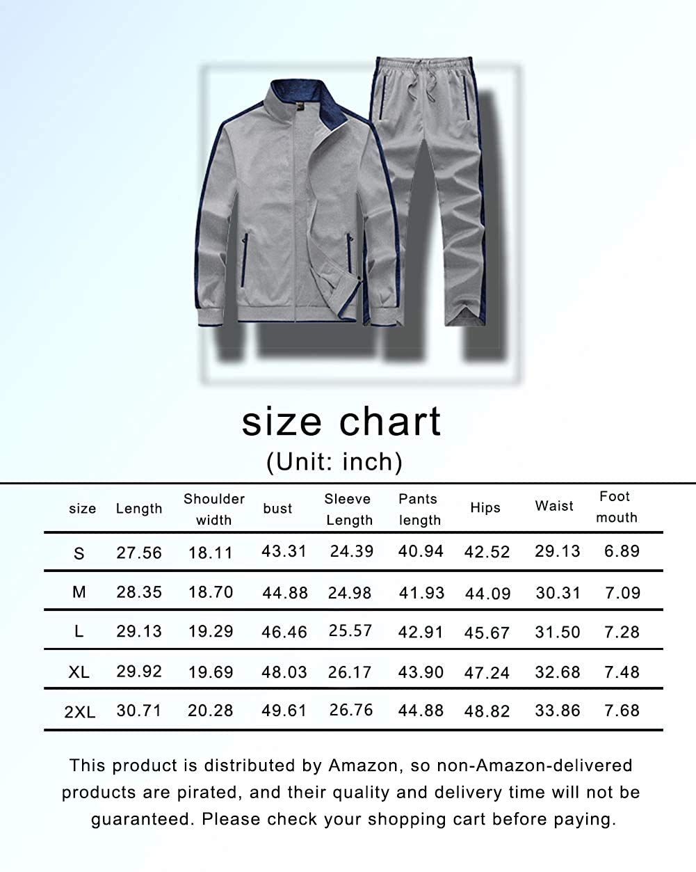 KASUNA Men's Tracksuits Casual Athletic Sweatsuit 2 Piece Track Suits Set Long Sleeve Training Jogging Outfits Full Zip Qianhui-L