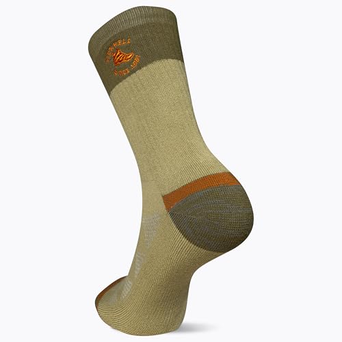 Merrell Unisex-Adult's Moab Hiking Mid Cushion Socks-1 Pair Pack-Coolmax Moisture Wicking & Arch Support, Crew-Green, M/L (Men's 9.5-12 / Women's 10-13)