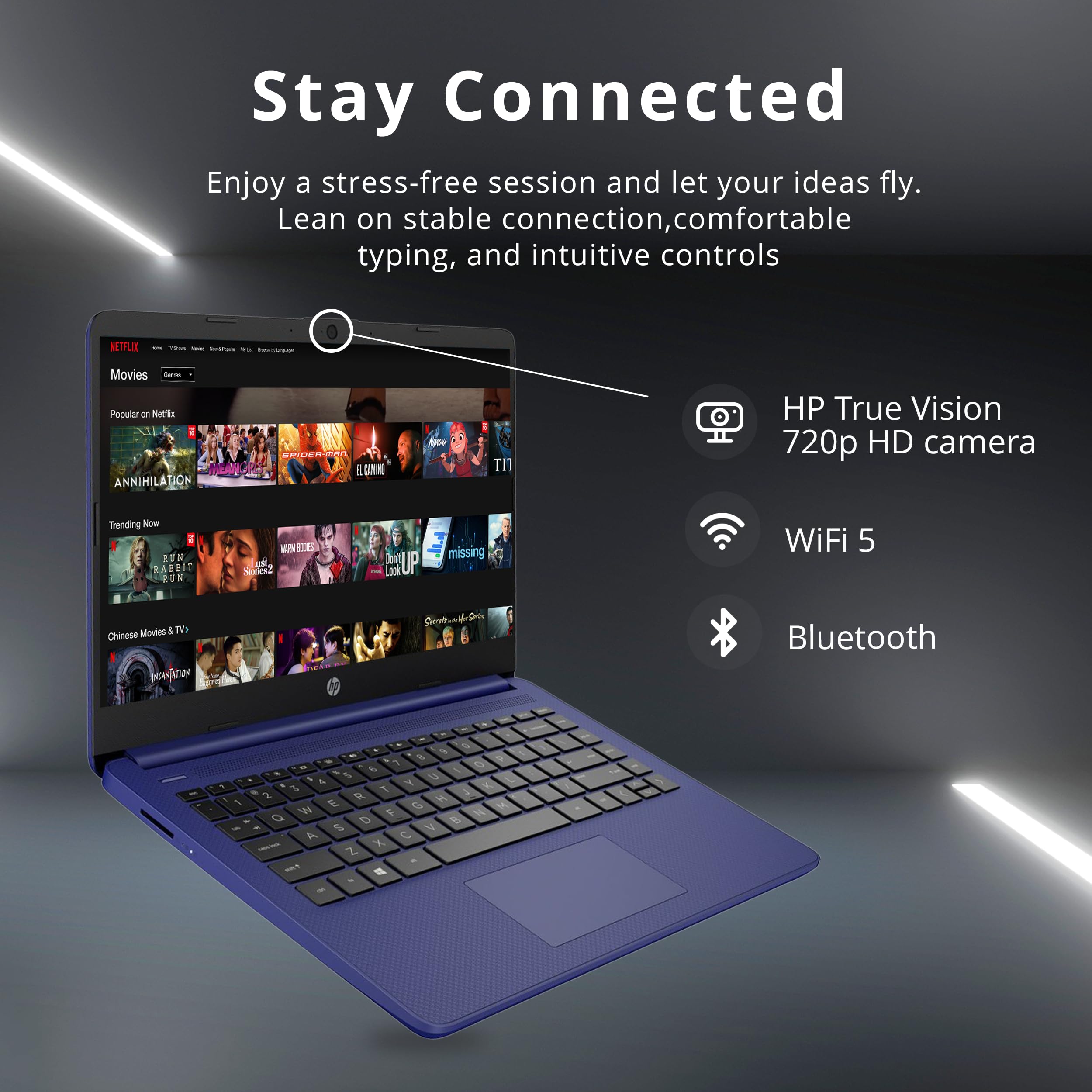 HP Stream 14" HD BrightView Laptop, Intel Celeron N4000, 16GB RAM, 64GB SSD, Intel HD Graphics, 720p Webcam, Blue, Win 11, 128GB USB Card (Renewed)