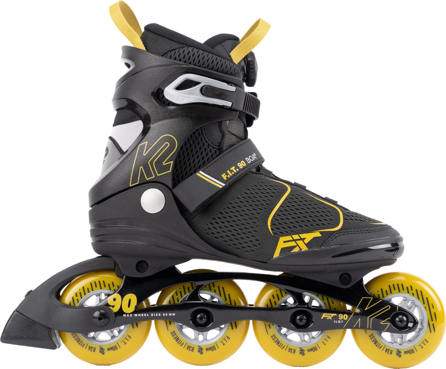 K2 F.I.T. 90 Boa Gray Mens Inline Skates - Gray/Mustard / 10.5